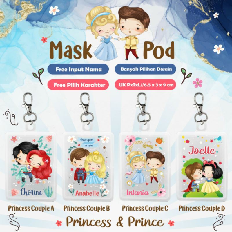 Jual MASK POD COUPLE DISNEY/PRINCE PRINCESS/KOTAK MASKER/MASKER CASE ...