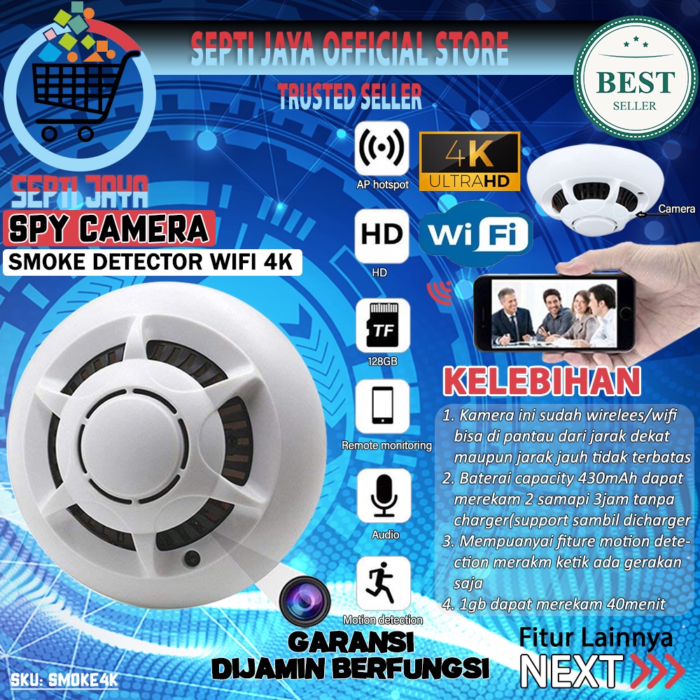 Jual Kamera Smoke Detector Ip Camera HD 4K Kamera Mini Wifi Nirkabel ...