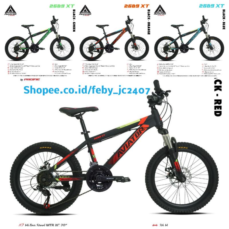 Jual Aviator Av 2689 Xt Sepeda Gunung Mtb Ukuran 20 inch | Shopee Indonesia