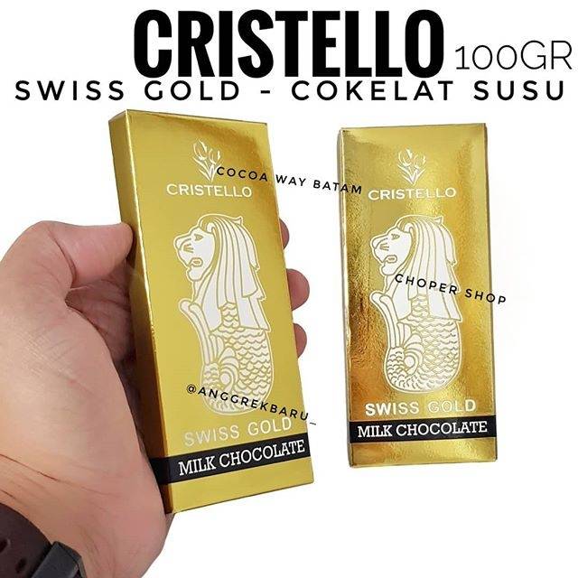 Jual Coklat Cristello Swiss Gold Milk Chocolate Bar 100gr / GoldBar ...