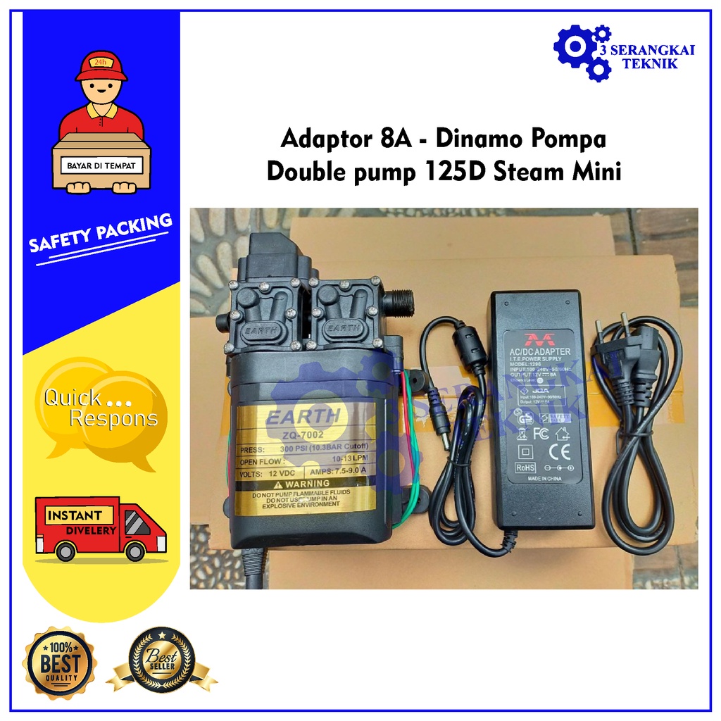 Jual Adaptor 8A - Dinamo Pompa Double pump 125D Steam Mini | Shopee ...