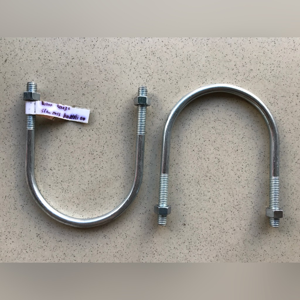 Jual Baut U Galvanis 3/8 x 3 Inchi Klem Pipa U Putih U Bolt + 2 mur ...