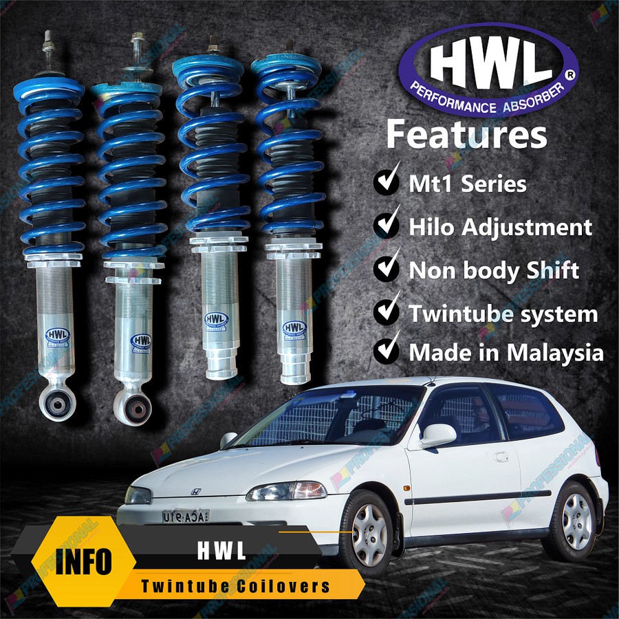 Jual COILOVER SHOCKBREAKER ADJUSTABLE CIVIC GENIO ESTILO HWL MT1 ...