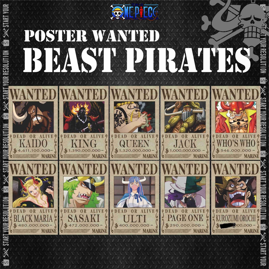 Jual Poster Anime & Manga One Piece Wanted Buronan Beast Pirates ...