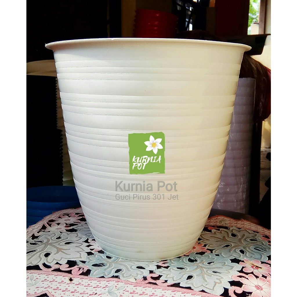 Jual Pot Tanaman Bunga Guci 301 Putih Model Tawon Pirus Diameter 27 Cm ...