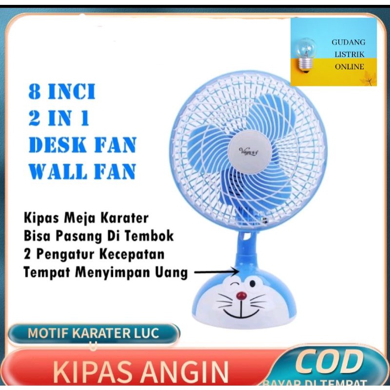 Jual Desk Fan 2 In 1 Dinding + Meja Kartun Cartoon karakter kipas angin ...