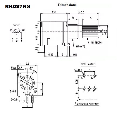 Jual Opws Sealed Potentiometer Potensiometer Potensio Meter 097 Mono ...