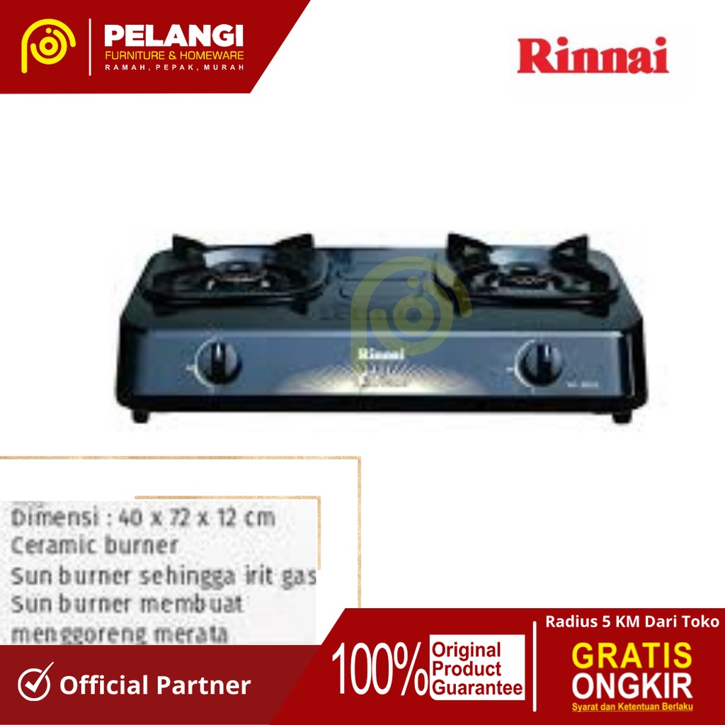 Jual Kompor Rinnai Rinnai RI-522S | Kompor Gas Dua Tungku Rinnai RI ...