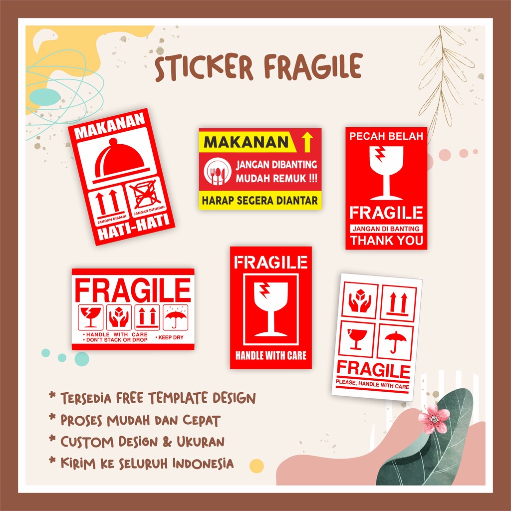 Jual 10pcs Paket Stiker Fragile Sticker Packing Pengiriman Barang Pecah ...