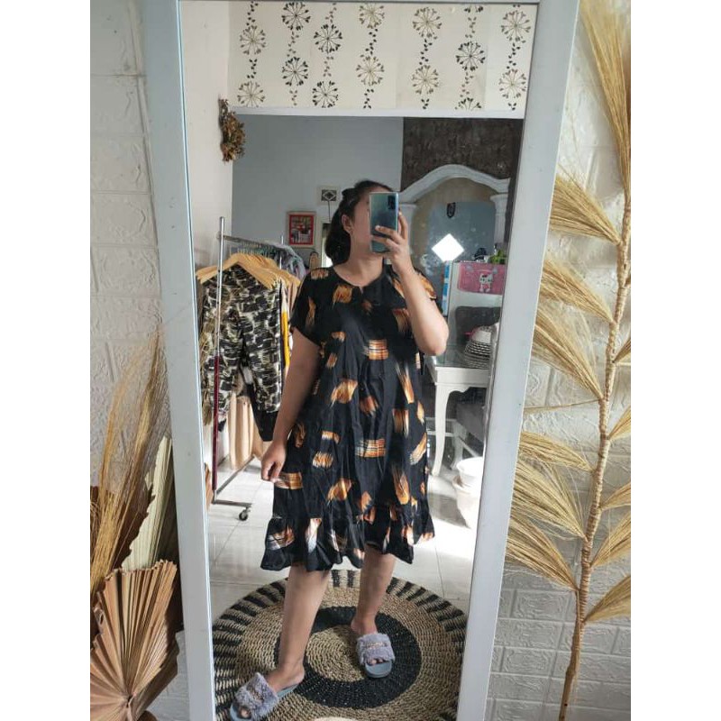 Jual Home Dress Daster Ruffle Viral busui jumbo Ld 120cm | Shopee Indonesia
