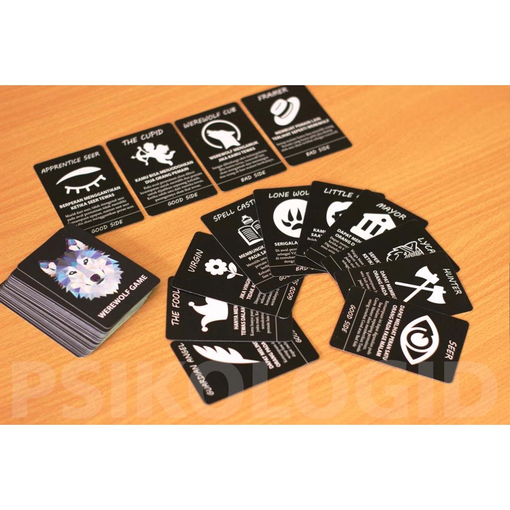 Jual Werewolf / Mafia Card Game Black edition 25 Cards 18 Roles ...