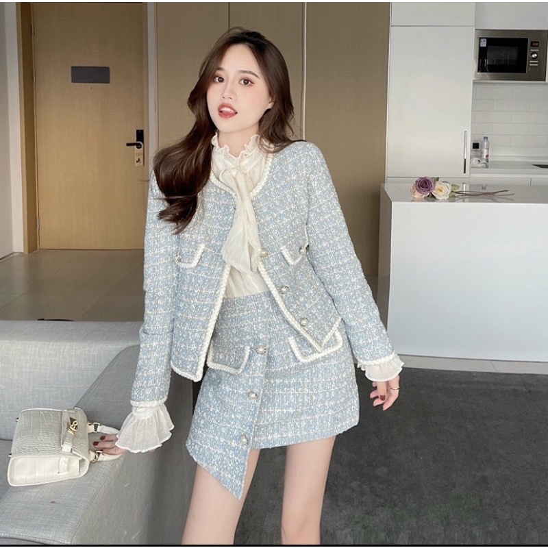 Jual KOREAN TWEED SET (Top + Skirt) | Shopee Indonesia