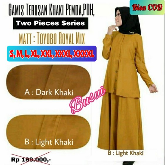 Jual Gamis PEMDA PNS PDH Khaki seragam kerja pdl TOYOBO busui baju simple ASN jumbo polos Ori ...