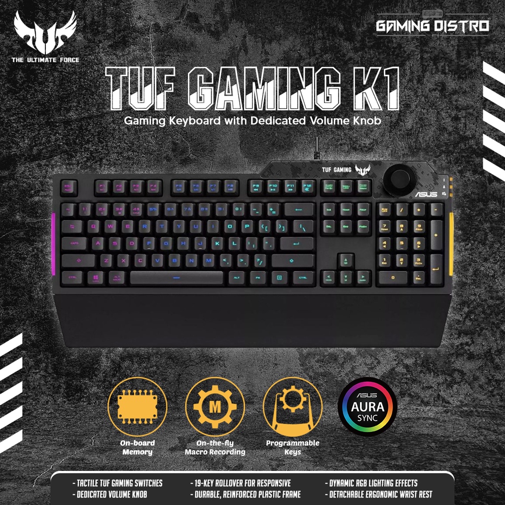 Jual Keyboard Gaming ASUS TUF K1 RGB Fullsize Layout with Knob Volume ...