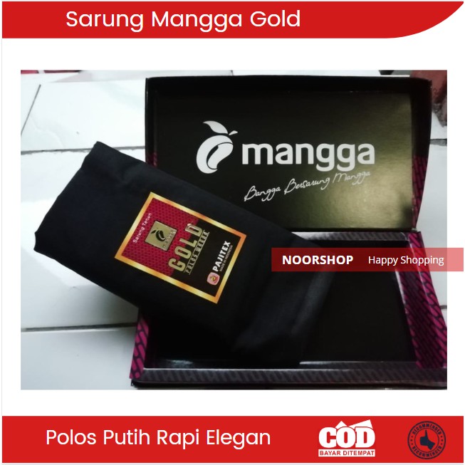 Jual Sarung Tenun Cap Mangga Gold Polos Warna Hitam Solid 2 Pcs ...