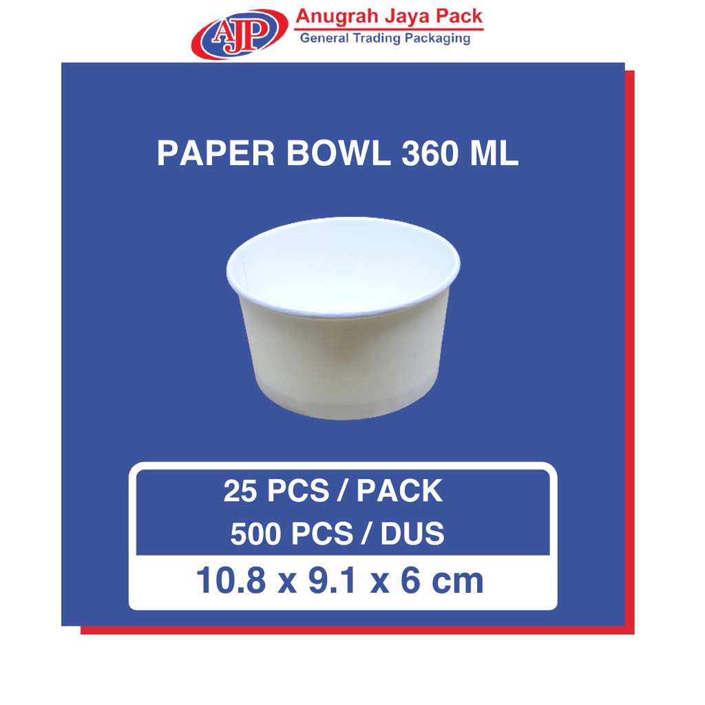 Jual Paper Bowl 360ml tebal (12 oz) / Mangkok Kertas 360ml tahan microwave | Shopee Indonesia