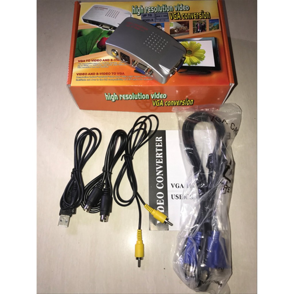 Jual VGA to RCA S-Video Converter Box - PC to TV Converter RS01 Bagus ...