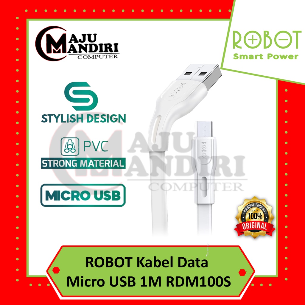 Jual KABEL USB MICRO ROBOT RDM100S WHITE | Shopee Indonesia