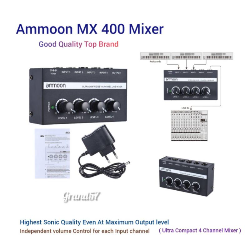 Jual Mixer Mx400 Ammoon Micro Mix Mx 400 4 channel line mini mixer 4 ...