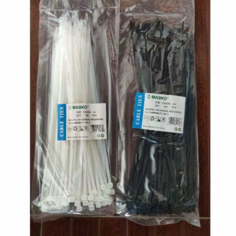Jual MASKO KABEL TIES 3,6 x 250 mm 100 pcs NYLON Cable Tie SABUK KABEL 25 cm 250x3,6 / 3.6x250 ...