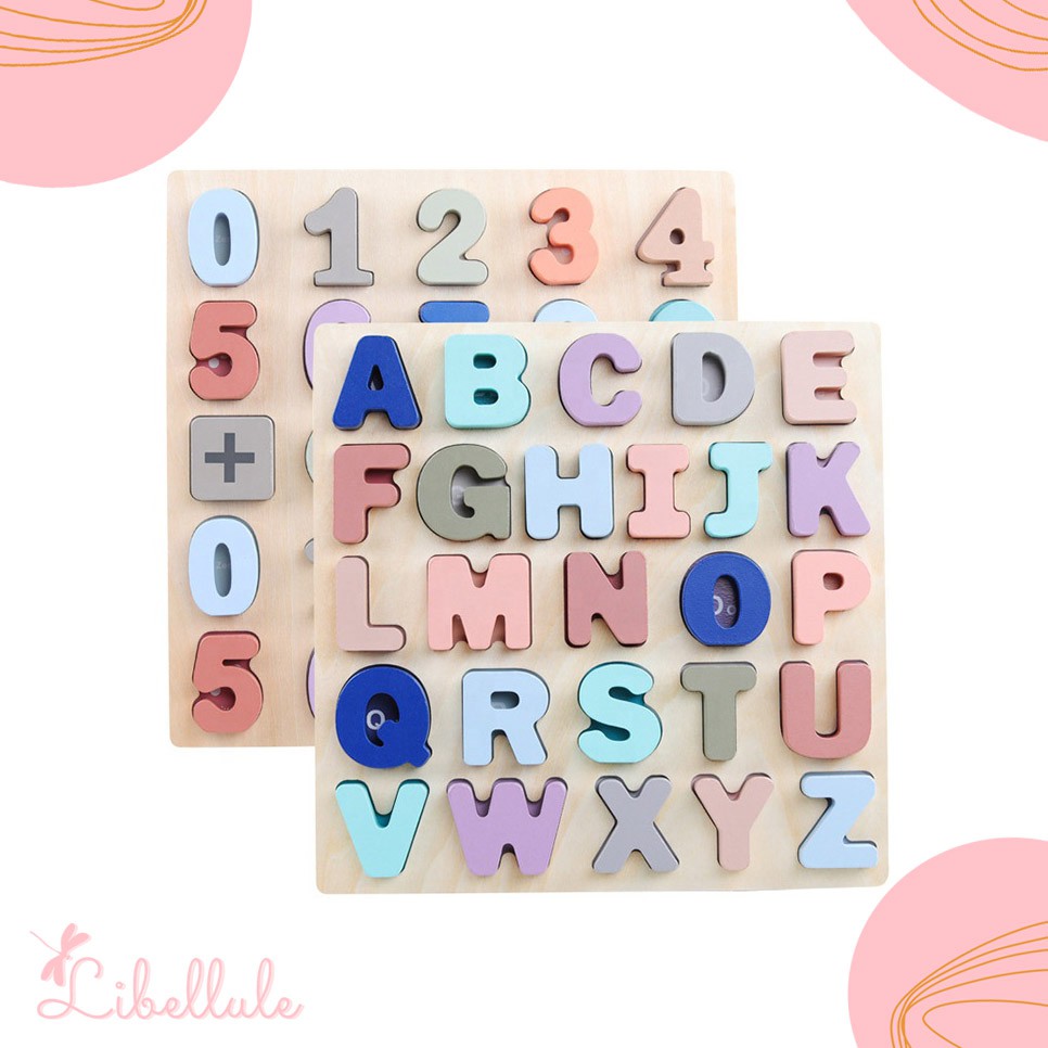 Jual Mainan Kayu Edukasi Blok Angka atau Huruf Warna - Wodden Toys ...