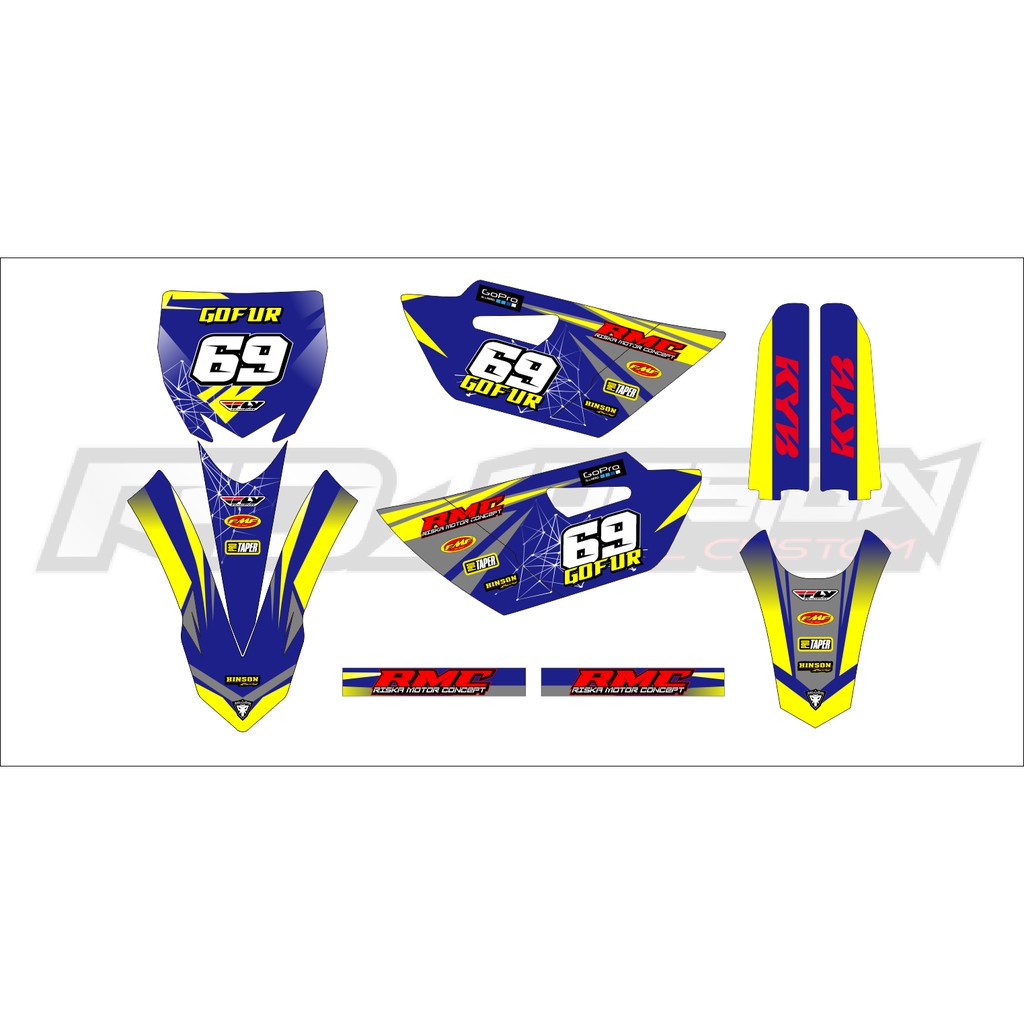 Jual DECAL STICKER BEBEK STANDAR GTX YZ NEW (021) DEKAL STIKER BIRU ABU ...