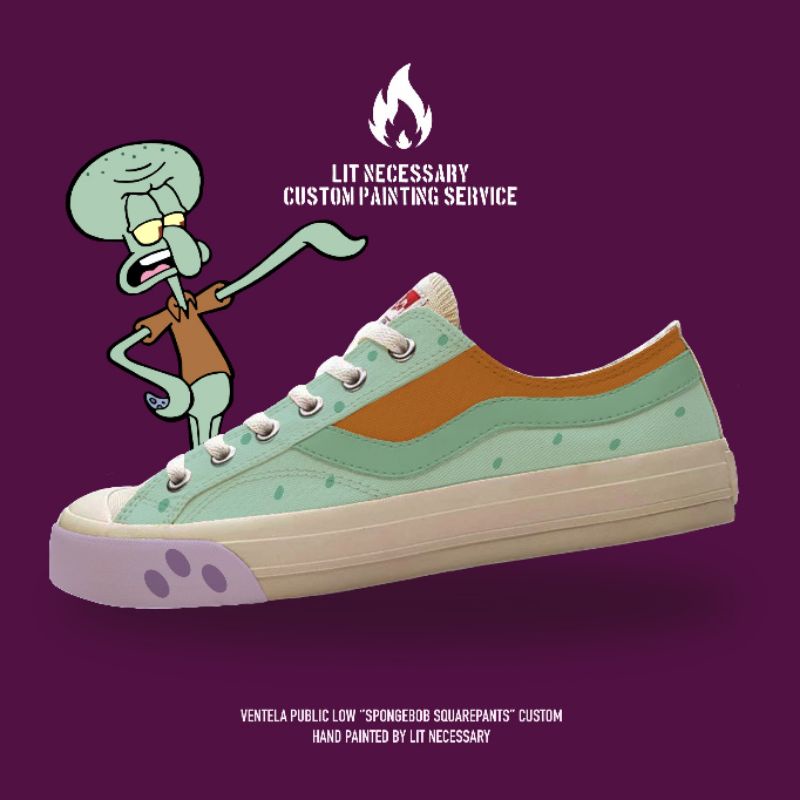 Jual Ventela Public Low cream custom spongebob squidward | Lit ...