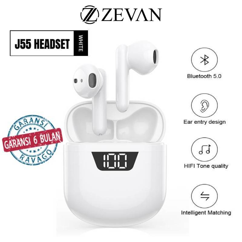 Jual ZEVAN Headset Bluetooth TWS J55 Wireless Musik Stereo Bass | Shopee Indonesia