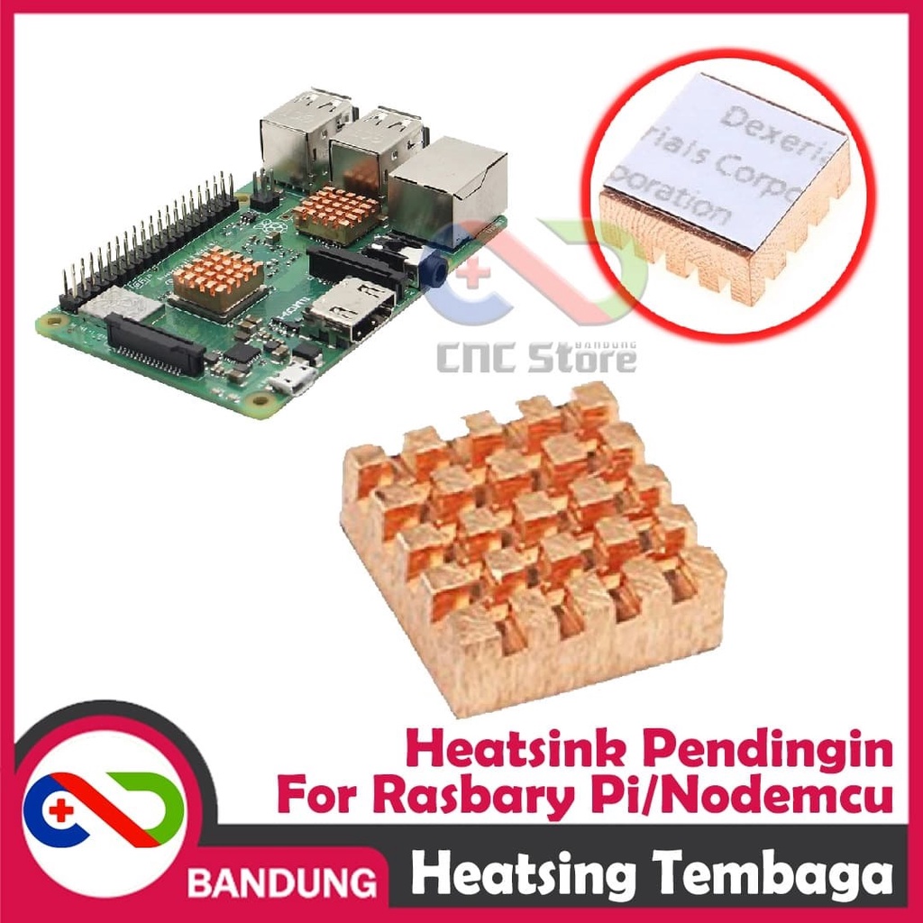 Jual HEATSINK RASPBERRY PI PLUS ADHESIVE THERMAL PAD COPPER 14X12X5.5MM ...