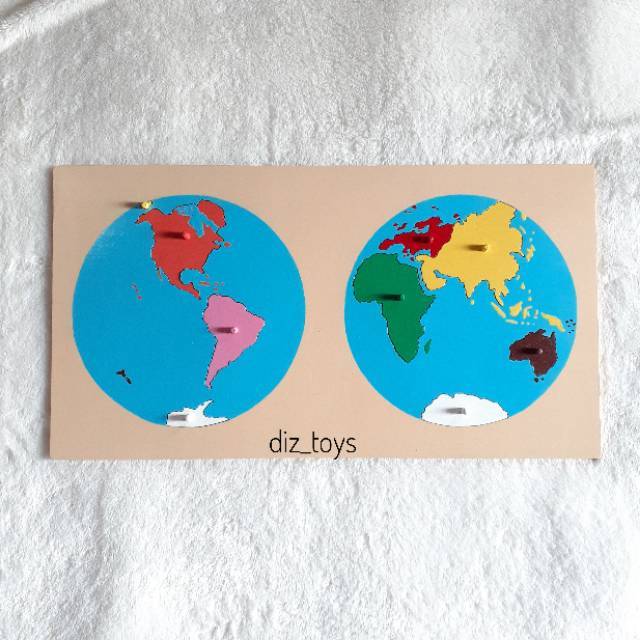 Jual Puzzle World Continent Map Montessori | Shopee Indonesia