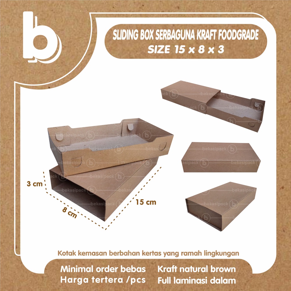 Jual Sliding Box Serbaguna M Kraft Foodgrade 15x8x3 I SBSMKF00347 ...