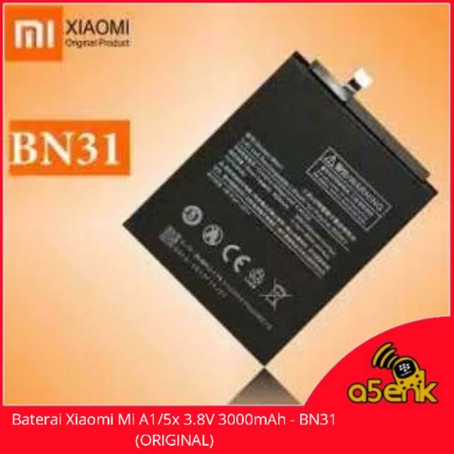 Jual Baterai Xiaomi Mi A1/5x 3.8V 3000mAh - BN31 (ORIGINAL) | Shopee ...