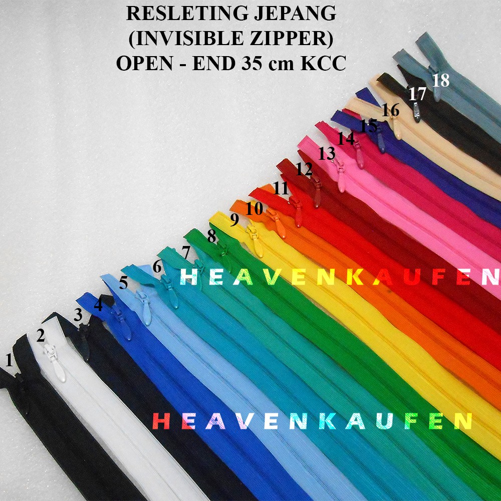 Jual Resleting Zipper Jepang / Invisible Zipper Open - End Buka Lepas KCC 35 cm | Shopee Indonesia