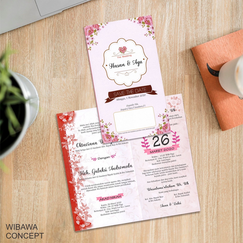 Jual Undangan pernikahan Pink Flower bunga | Shopee Indonesia