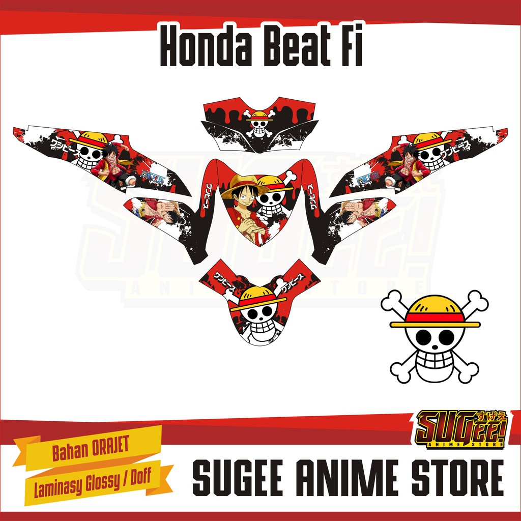 Jual Sticker Anime Decal Motor Honda Beat Fi Luffy One Piece | Shopee ...