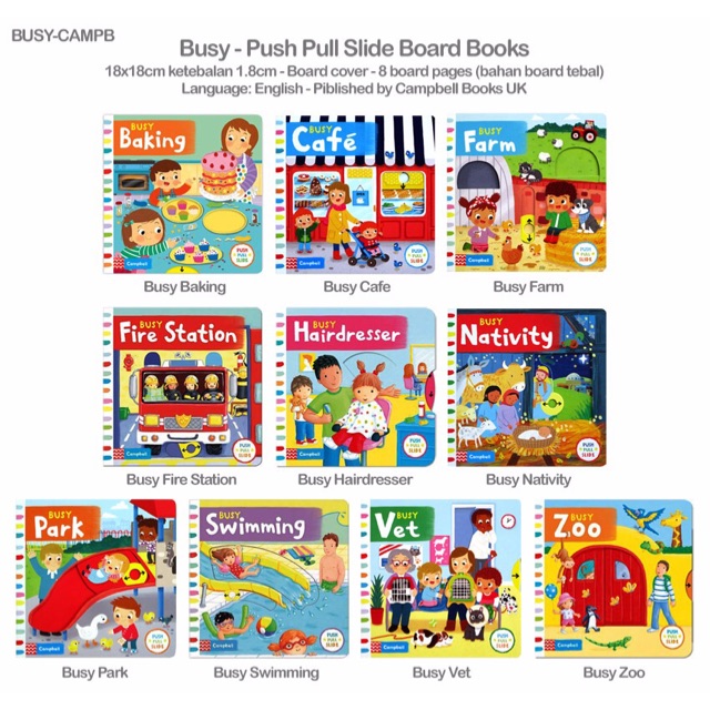 Jual Busy - Push Pull Slide Board Book | Shopee Indonesia