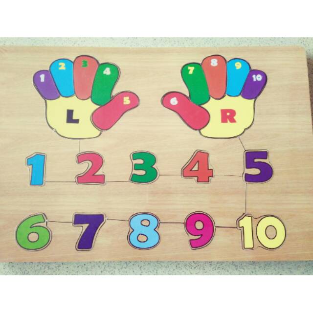 Jual Puzzle Jari Tangan Angka/ mainan edukasi kayu / pengenalan angka ...