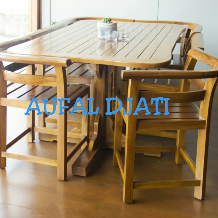 Jual Meja Kursi Makan Cafe Jati Jepara Warung Resto Hotel Dining Table Butterfly Shopee Indonesia