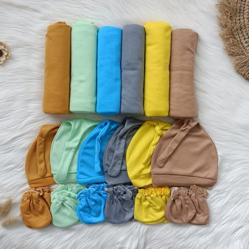 Jual Set hemat baby newborn 4 in 1 polos bedong bayi kupluk sarung ...