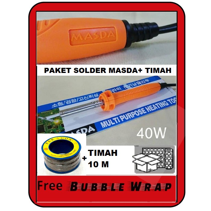 Jual ALAT PATRI LISTRIK SOLDER MASDA + TIMAH 10 M SOLDERING IRON 40 ...