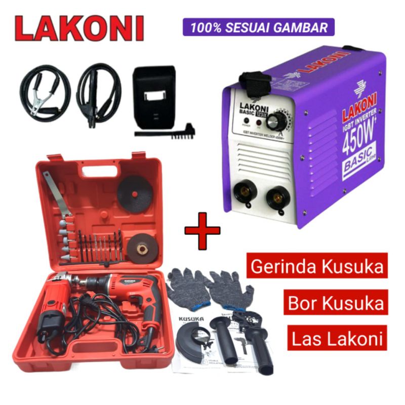 Jual PAKET COMBO Mesin Las Lakoni 450watt + Bor Gerinda Koper Set ...