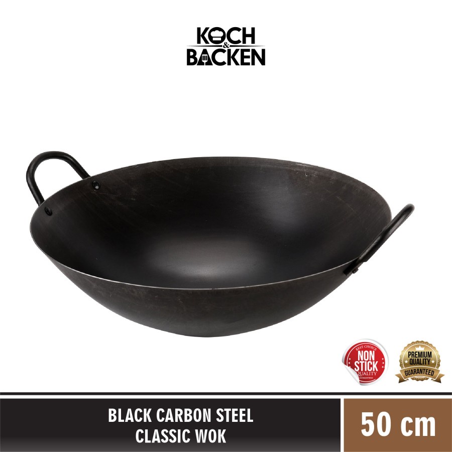 Jual KOCH&BACKEN Black Carbon Steel Classic Wok 50cm Wajan Baja Size ...