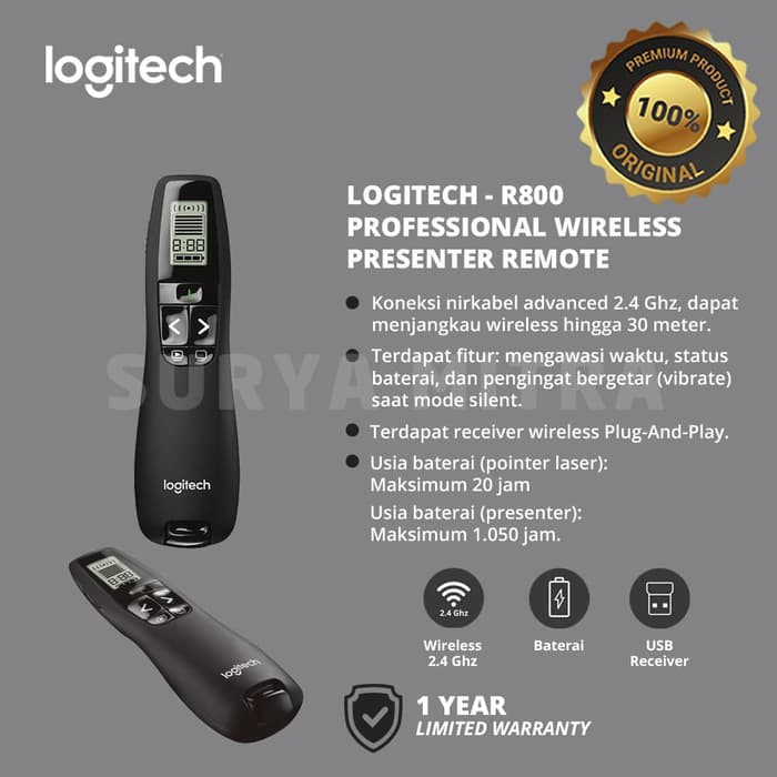Jual Laser Pointer Wireless Presenter Logitech R800 / R 800 (Green ...