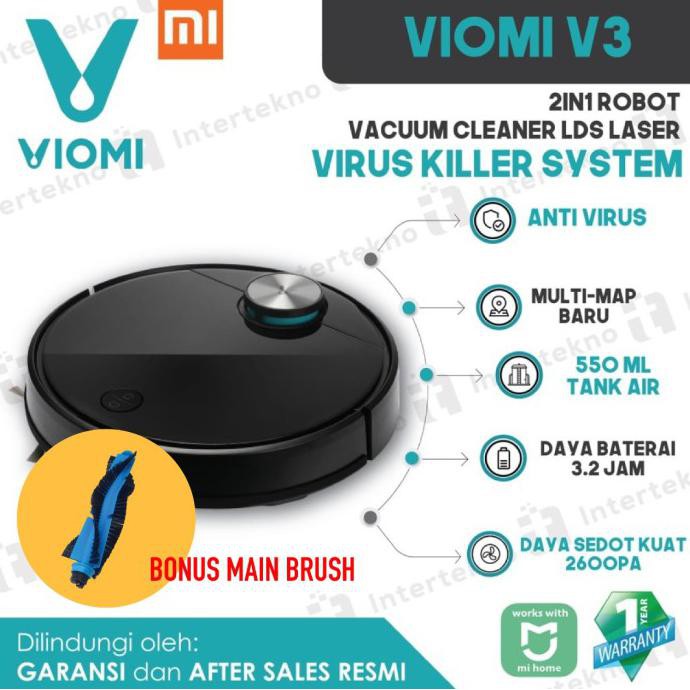 Jual VIOMI V3 ROBOT VACUUM CLEANER LDS LASER - VIRUS KILLER SYSTEM ...