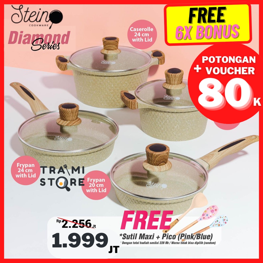Jual [6X BONUS] STEINCOOKWARE PAKET DIAMOND ISI 4 PANCI STEIN ORIGINAL ...