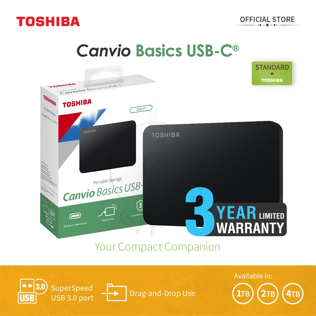 Jual Toshiba Canvio Basic Hardisk Eksternal 1TB USB C / Type C | Shopee Indonesia