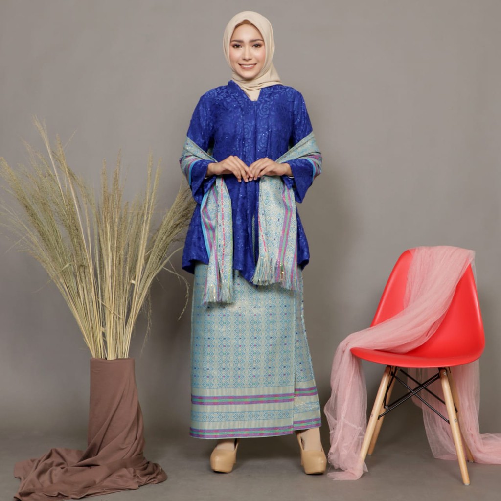 Jual SET SONGKET BIRU MUDA ROK DAN SELENDANG/SONGKET PALEMBANG/BATIK ...