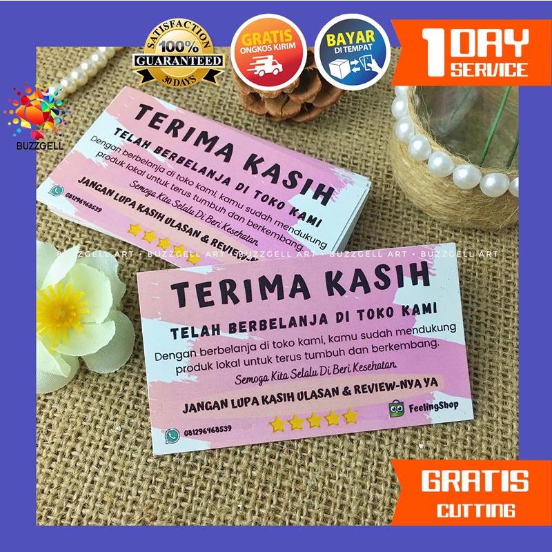 Jual TKC 4-10 Custom Kartu Ucapan Terima Kasih Olshop Thank you card - Thanks Card Olshop ...