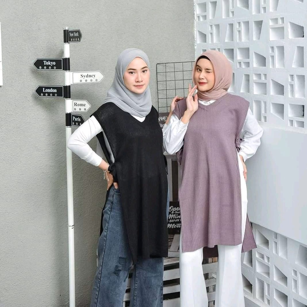 Jual Rompi Rajut Long Vest Knit long Tunik Panjang Wanita Rompi Tali Rajut | Shopee Indonesia