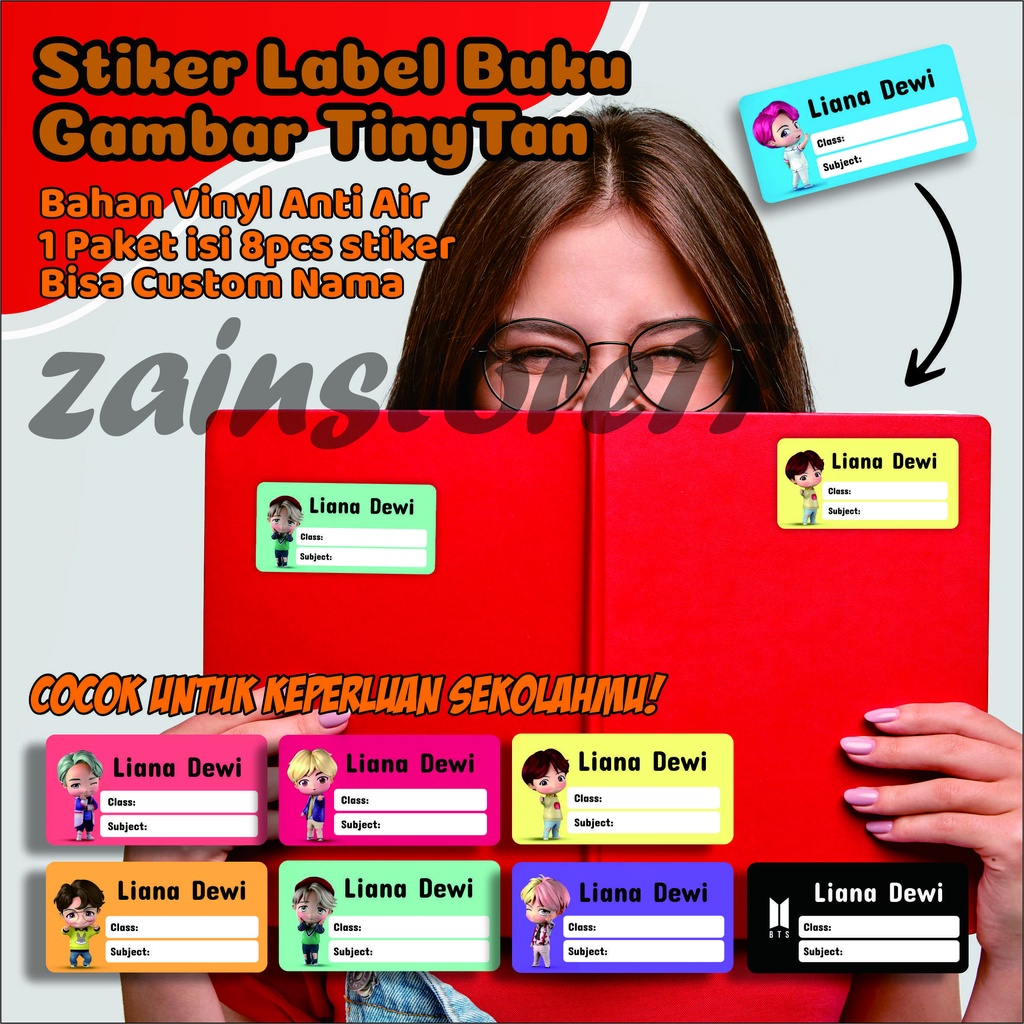 Jual Label Nama Custom Stiker Buku - Gambar TinyTan | Shopee Indonesia